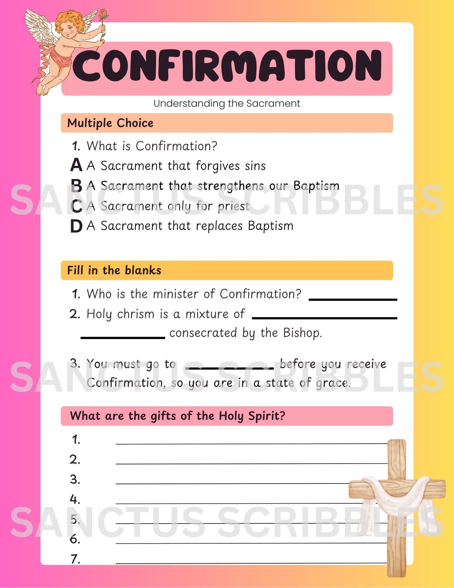 Baltimore Catechism Confirmation Prep Worksheets | Catholic Sacrament ...