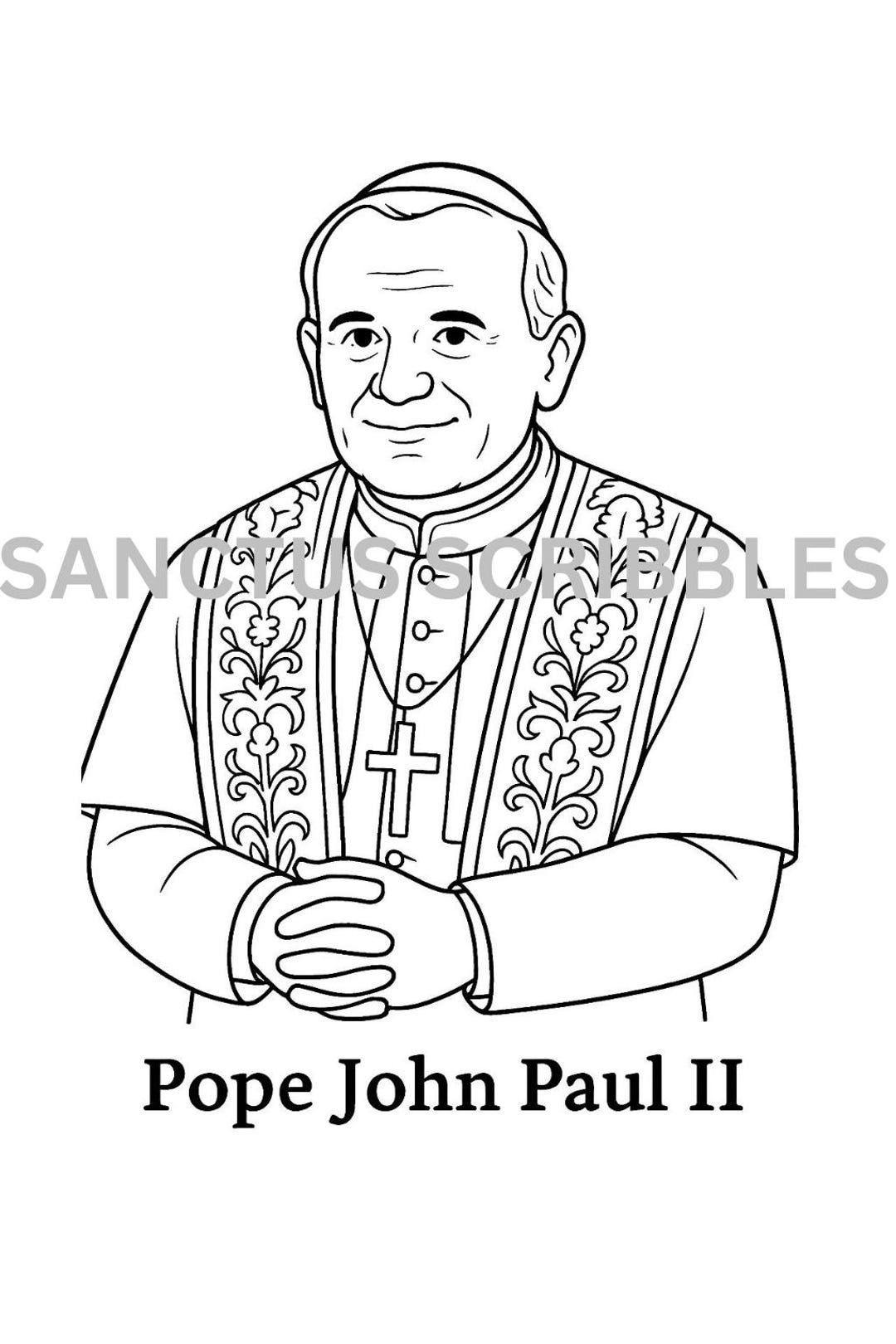 Pope John Paul II Coloring Page - Etsy