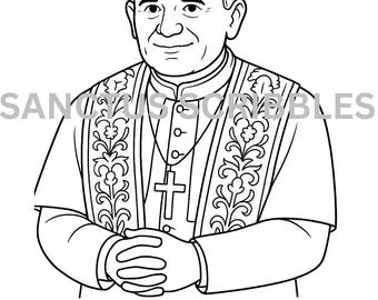 Saint Pope John Paul II Coloring Page for Catholic Kids - Digital ...
