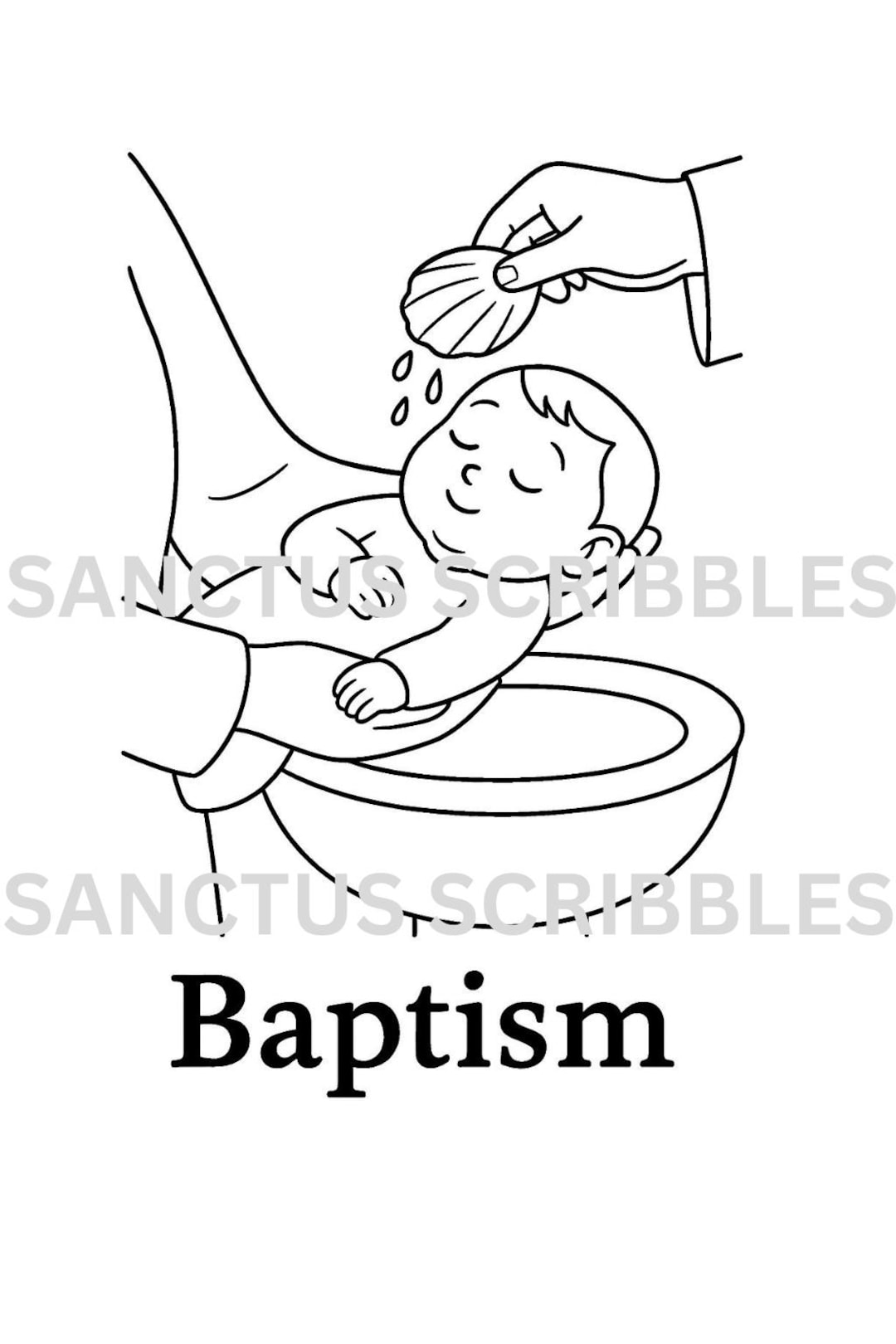 Baptism Coloring Page | Catholic Printable Sacrament Art - Etsy
