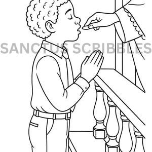 Young Boy Kneeling to Receive Holy Communion at the Altar Rail ...