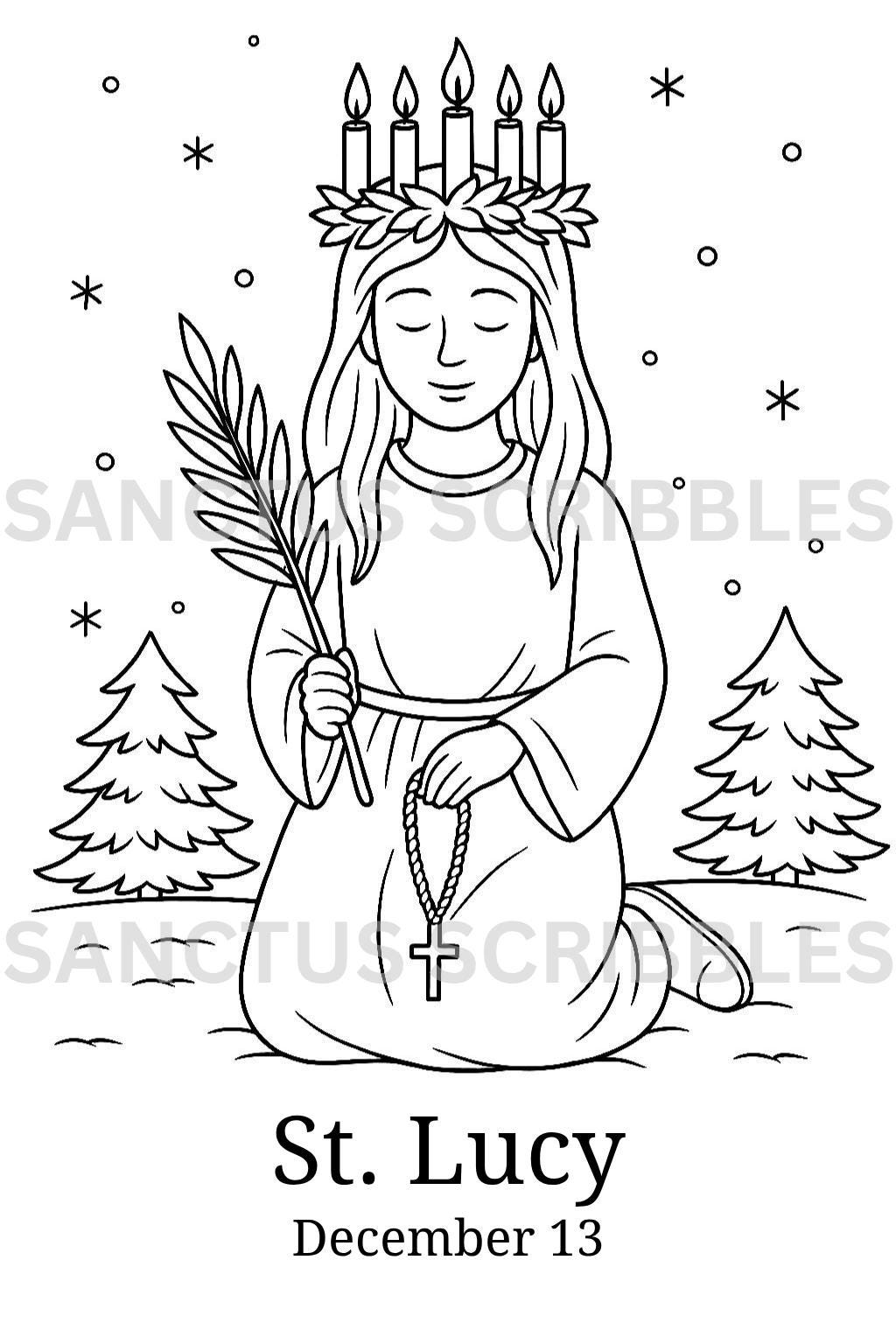 St Lucy | Christmas | Coloring Page | Catholic | Feast Day Coloring ...