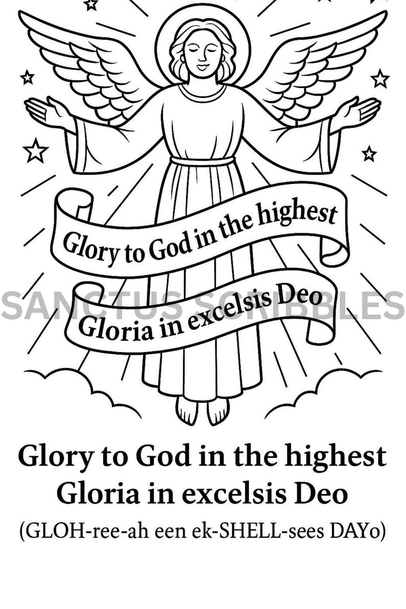 Angel Holding a Banner Praising God, Gloria, Glory to God in the ...