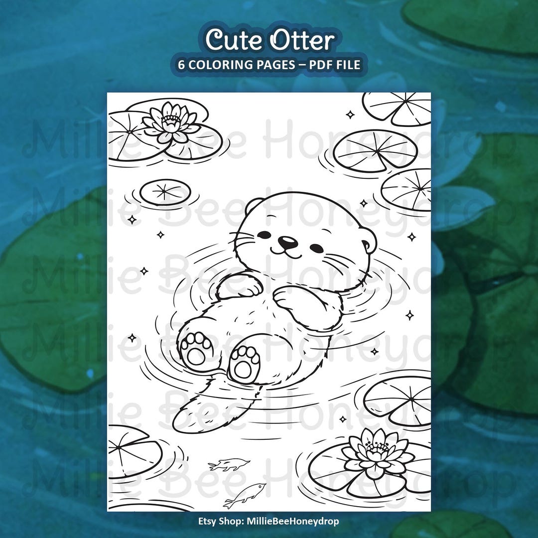 Cute Otter Coloring Pages | Cozy Storybook Printable Coloring Book for ...