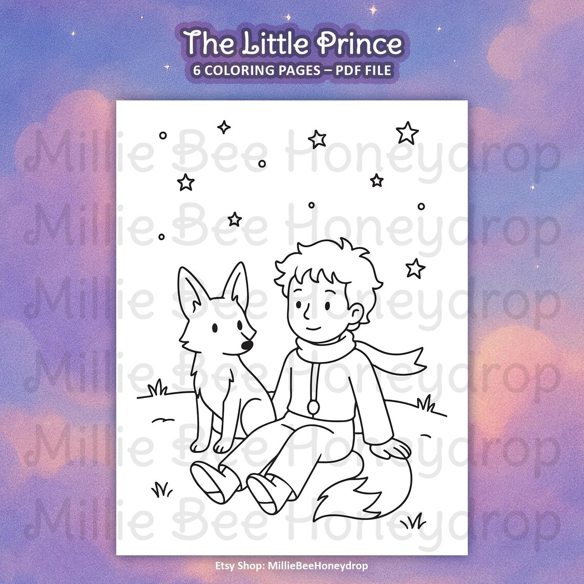 The Little Prince Coloring Pages | Saint-exupéry Inspired Art (digital ...