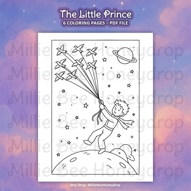 The Little Prince Coloring Pages | Mindful Art Therapy for Adults ...
