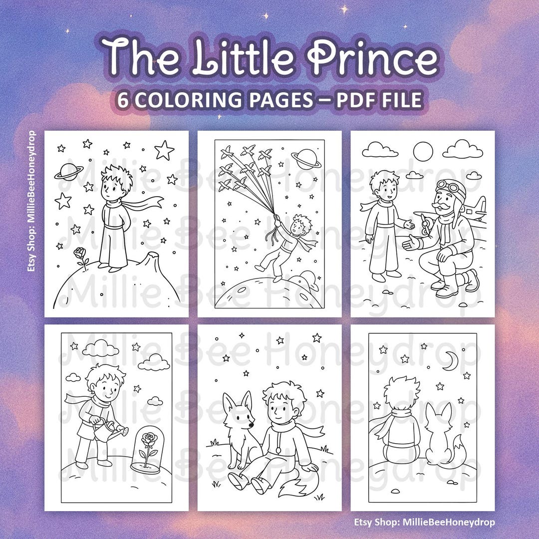 The Little Prince Coloring Pages | Mindful Art Therapy for Adults ...