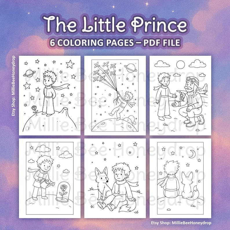 The Little Prince Coloring Pages | Mindful Art Therapy for Adults ...
