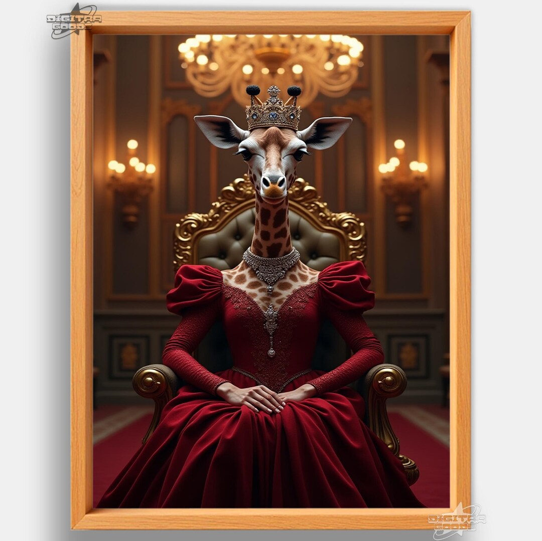 Queen Giraffe Wall Art Royal Animal Portrait Gothic Fantasy AI Art ...