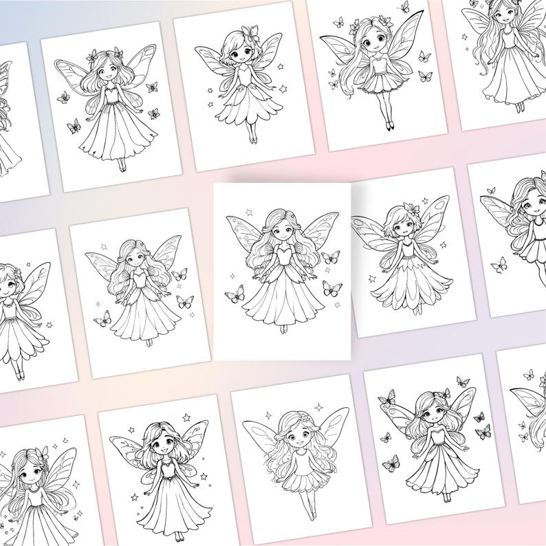 Fairy Coloring Pages for Kids | Cute Fantasy Art Printable | Magical ...