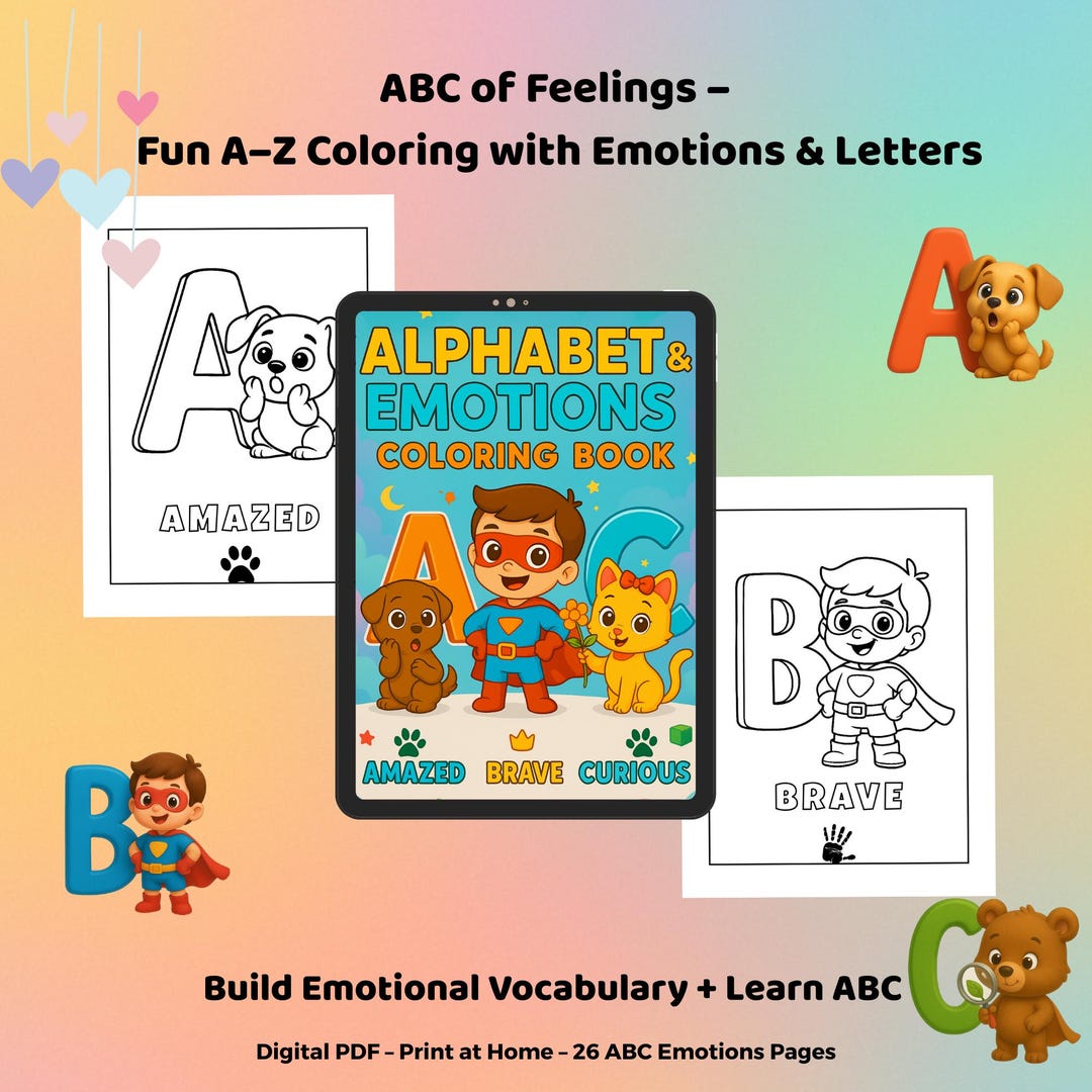 Alphabet & Emotions Coloring Book for Kids | A–Z Printable Learning ...