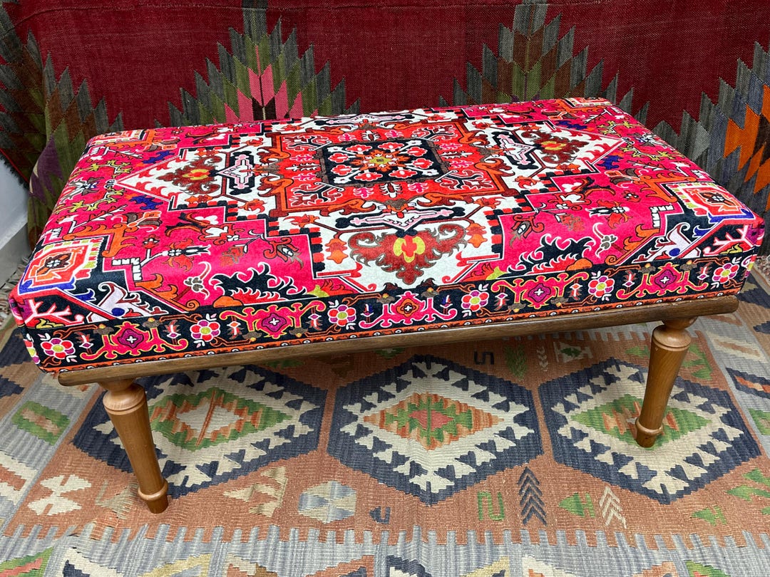 Ottoman Bench Coffee Table Vintage Ottoman Footsool Upholstered Bench Table Ottomans Poufs Kilim ...