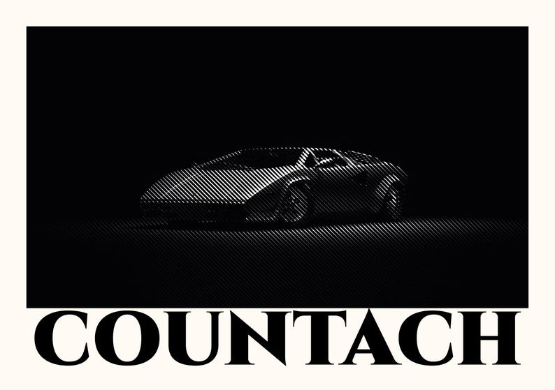 Lamborghini Countach Barcode Poster – Minimalist Silhouette Wall Art ...