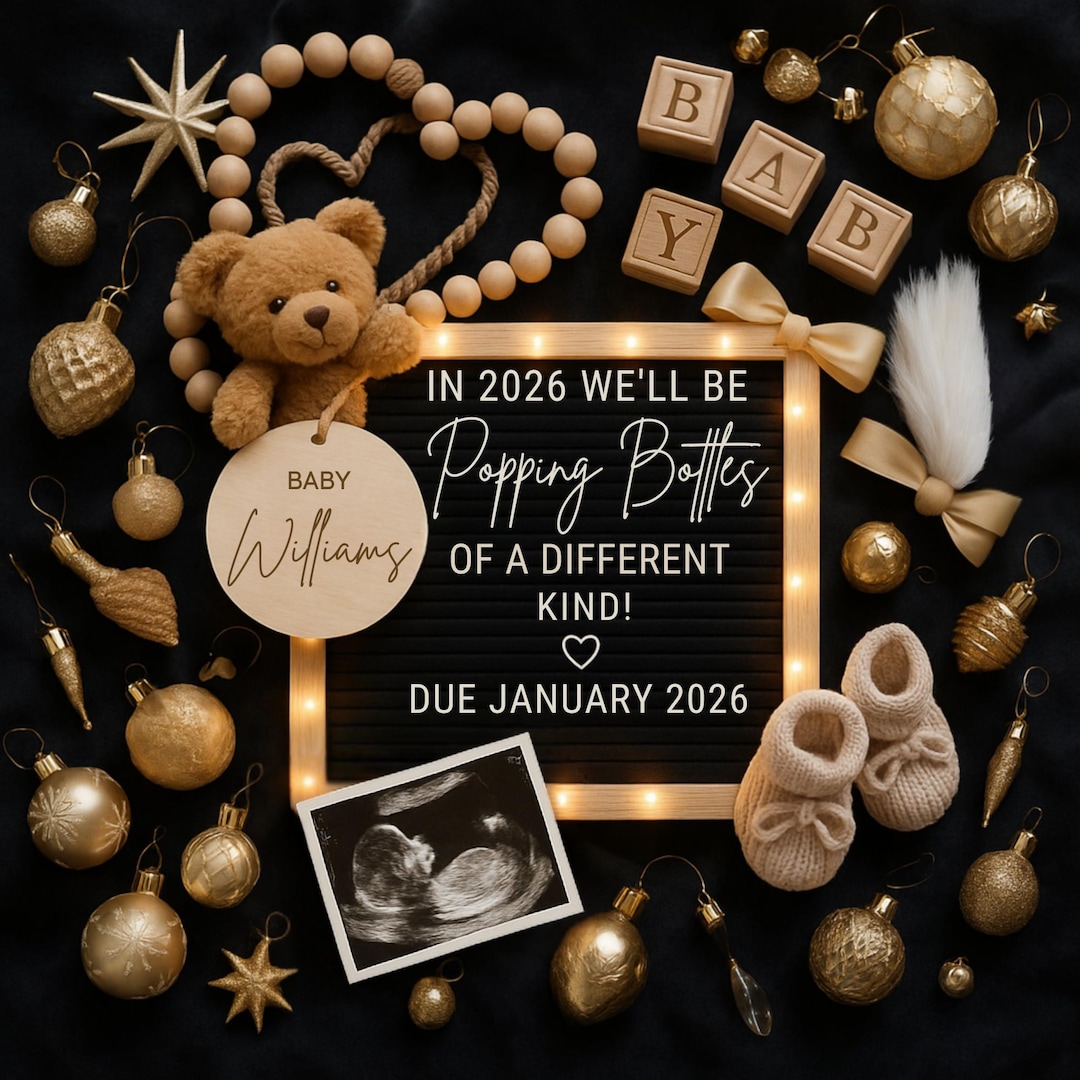New Years Pregnancy Announcement Digital, New Year Baby Announcement ...