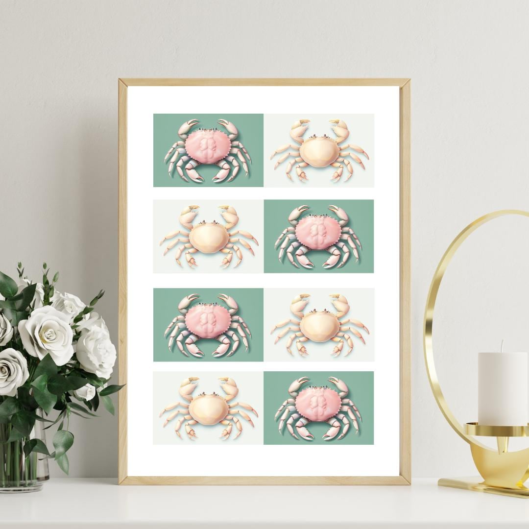 Crab Poster / Marine Life / Pastel / Home Decor / Ocean / Sea / Digital ...
