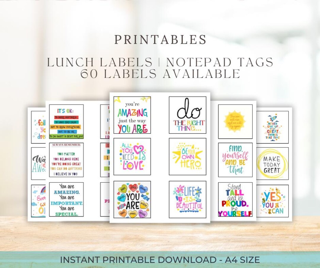 60 Back-to-school Lunch Box Notes for Kids | Notepad Tags | Printable ...