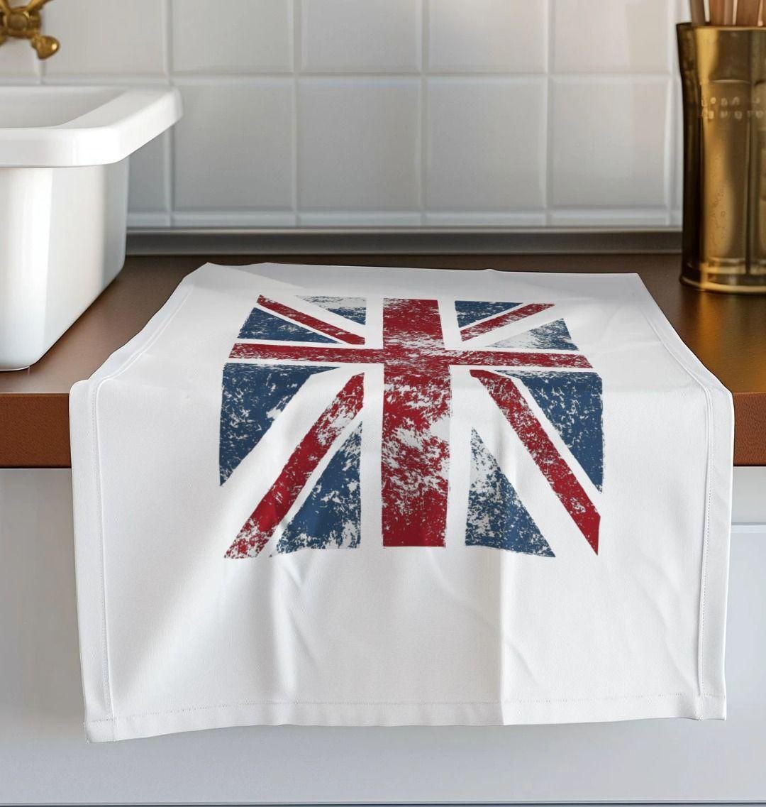 Union Jack Tea Towel | Vintage British Flag Kitchen Towel | Uk Themed ...