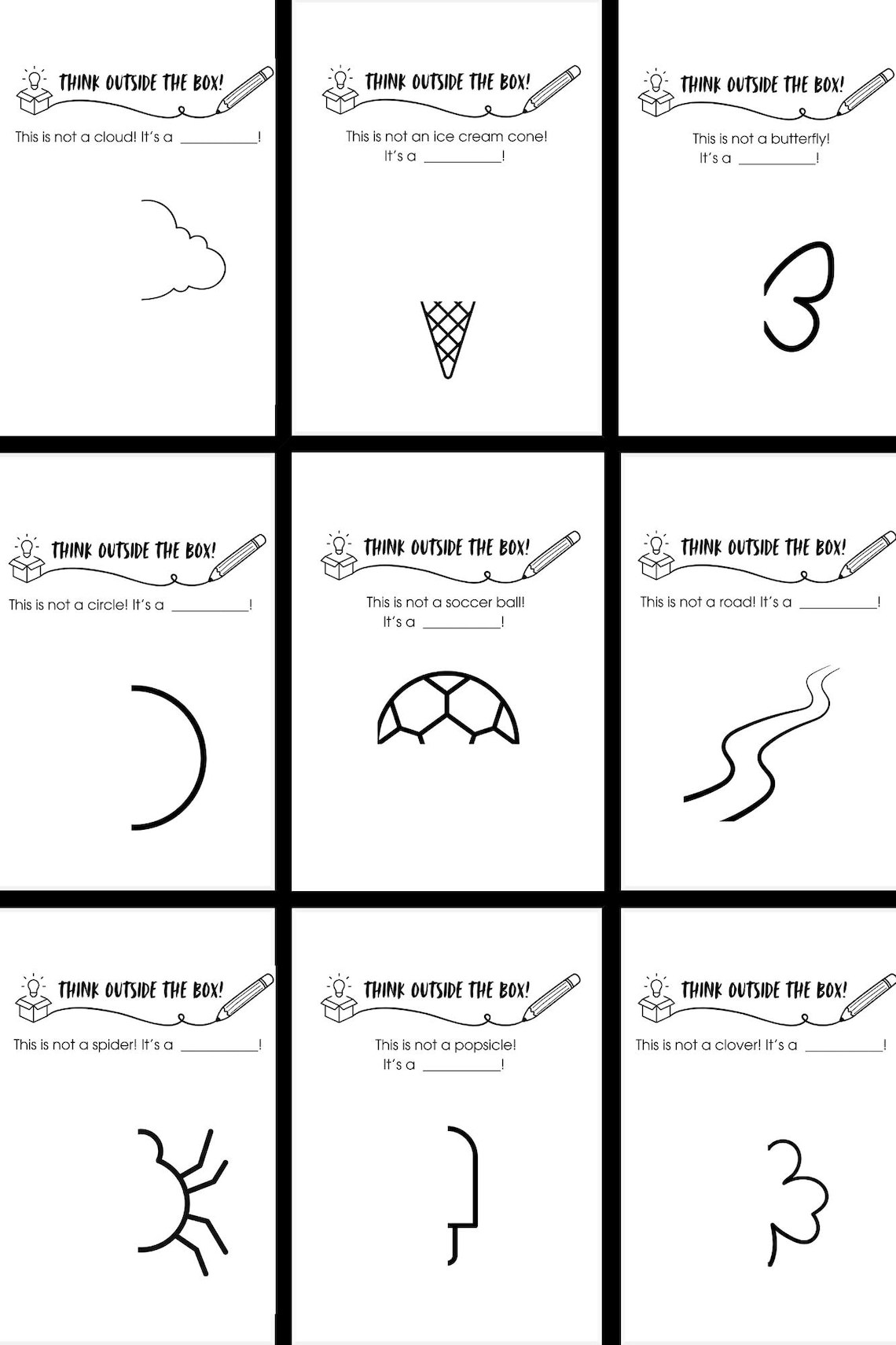 Think Outside the Box! Worksheets for Brain Breaks, Busy Work, or Fun ...