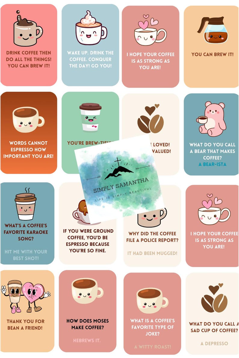 Coffee Bar Puns & Jokes Gift Tags - Etsy