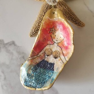 Decoupaged Mermaid Oyster Shell Christmas Ornament - Etsy