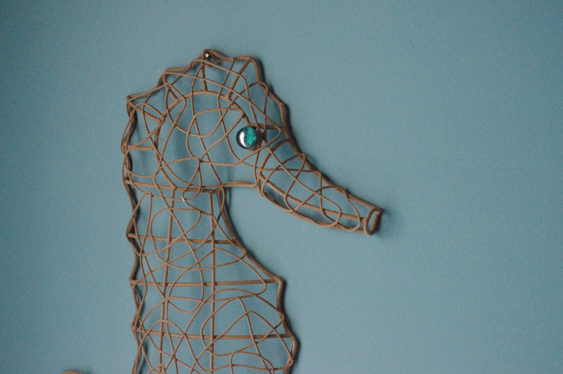 Seaside Metal Wire Seahorse Sandy Textured With Turquoise - Etsy