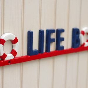 Life Boat Sign - Beach House Decor - Red, White and Navy - Etsy