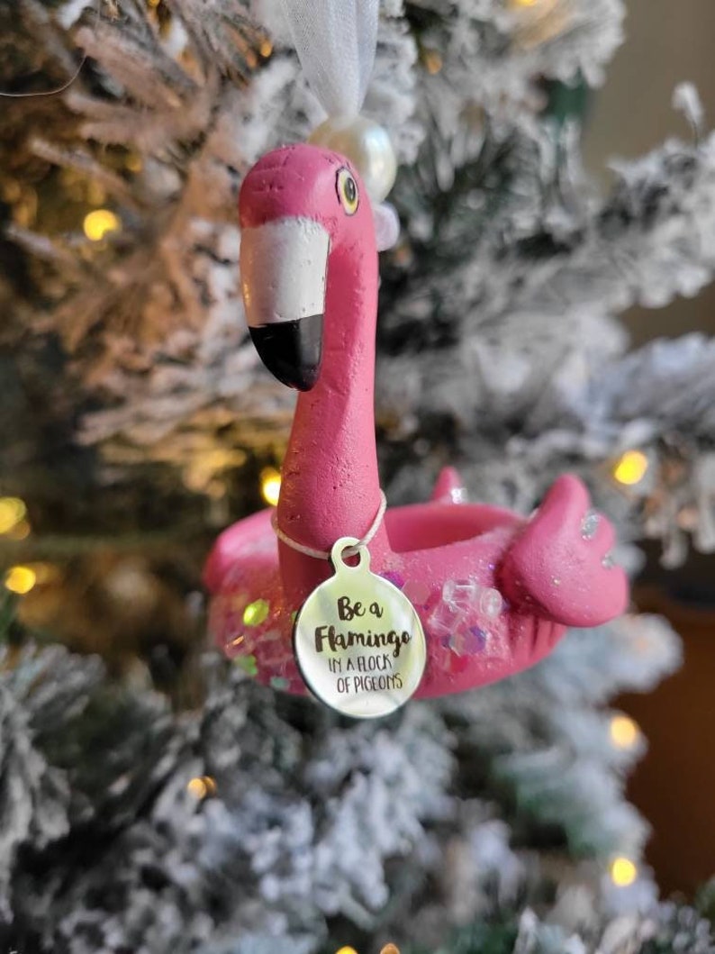 Pink Flamingo Ornament - Be a Flamingo in a Flock of Pigeons - Coastal ...