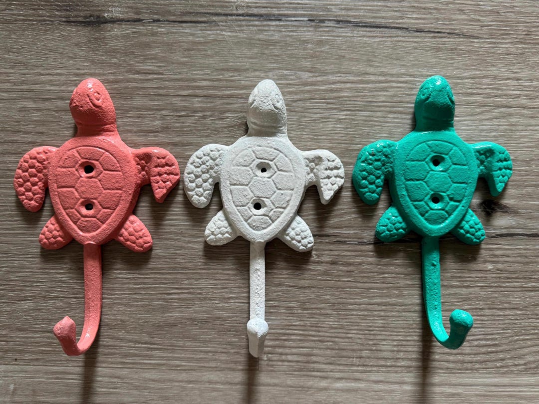 Large Sea Turtle Wall Hook - Cast Iron Sea Turtle - Beach Decor ...