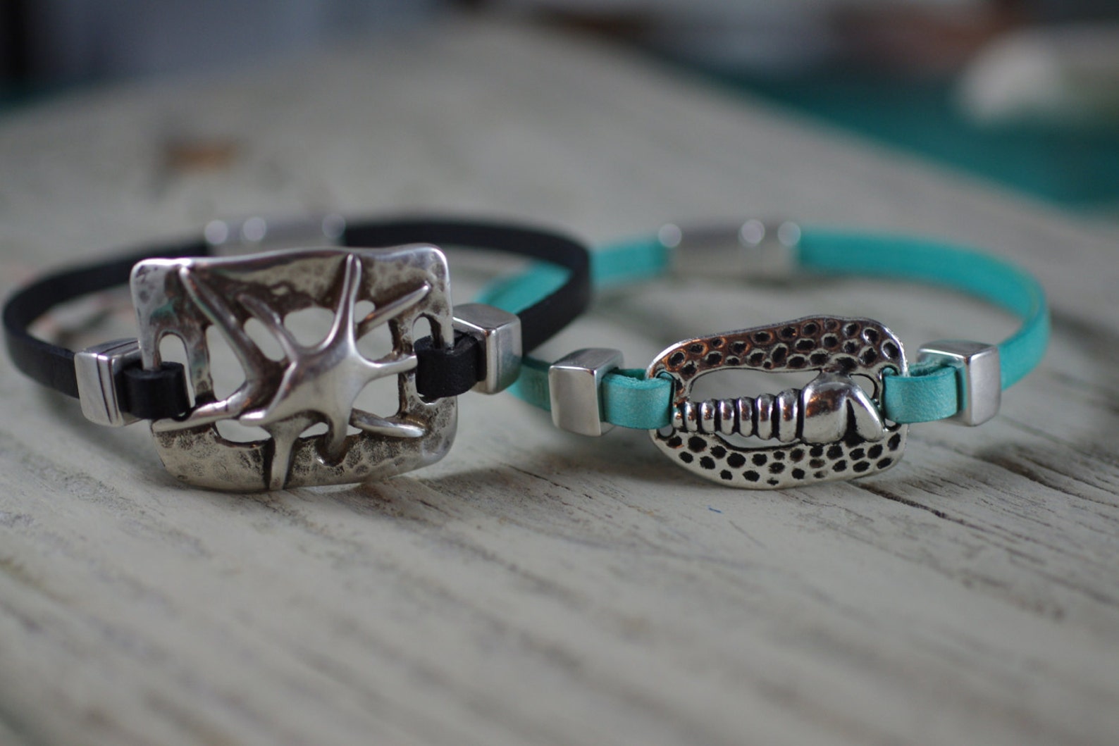 Silver Auger Shell Bracelet - Leather Jewelry - Beach Bracelet - Etsy