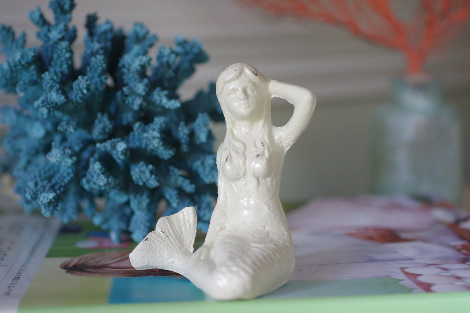 Small Cast Iron Sitting Mermaid Sitting Mermaid Tabletop - Etsy
