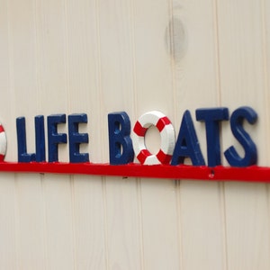 Life Boat Sign - Beach House Decor - Red, White and Navy - Etsy