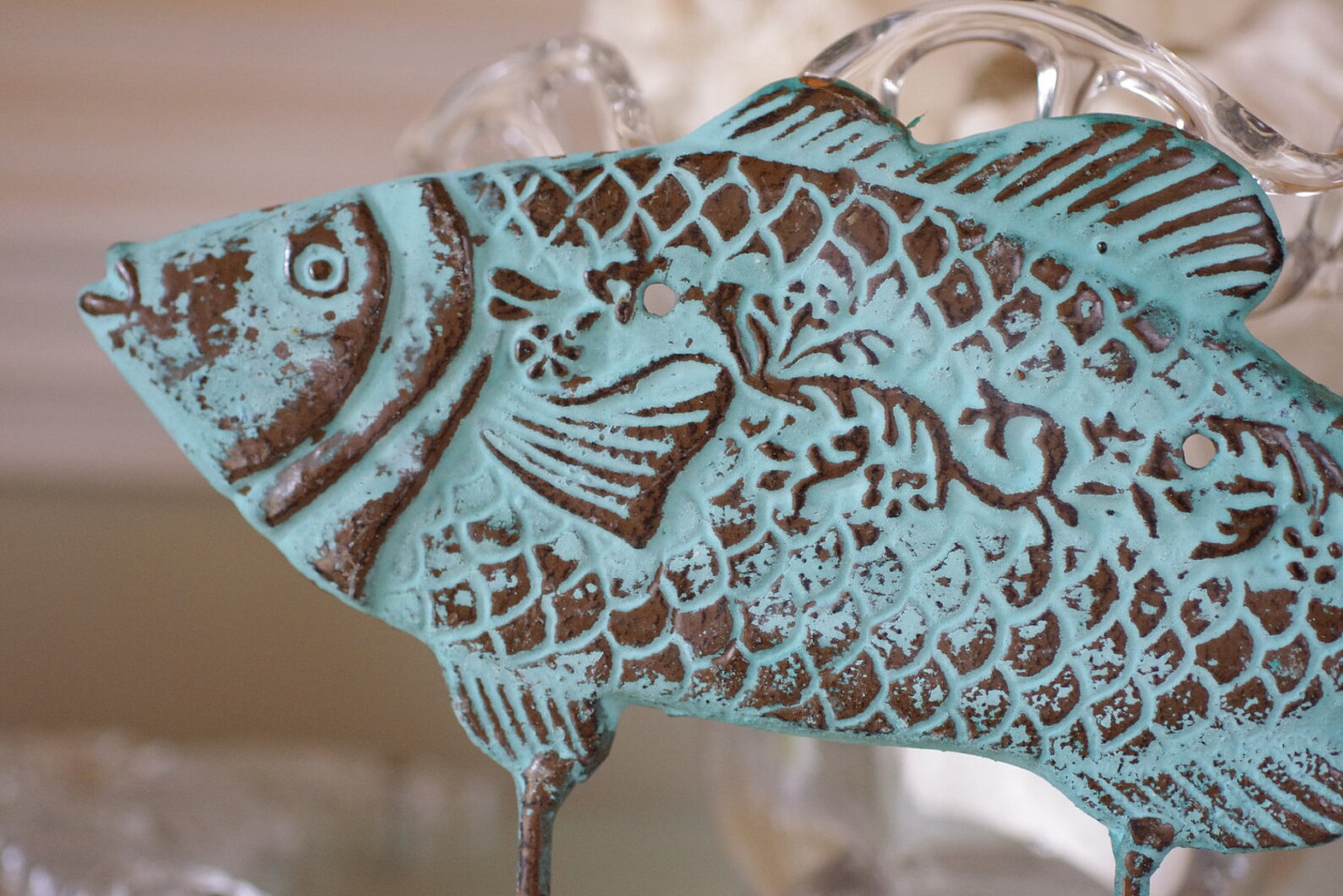 Beach Decor Cast Iron Fish Wall Hook Ocean Blue Green - Etsy