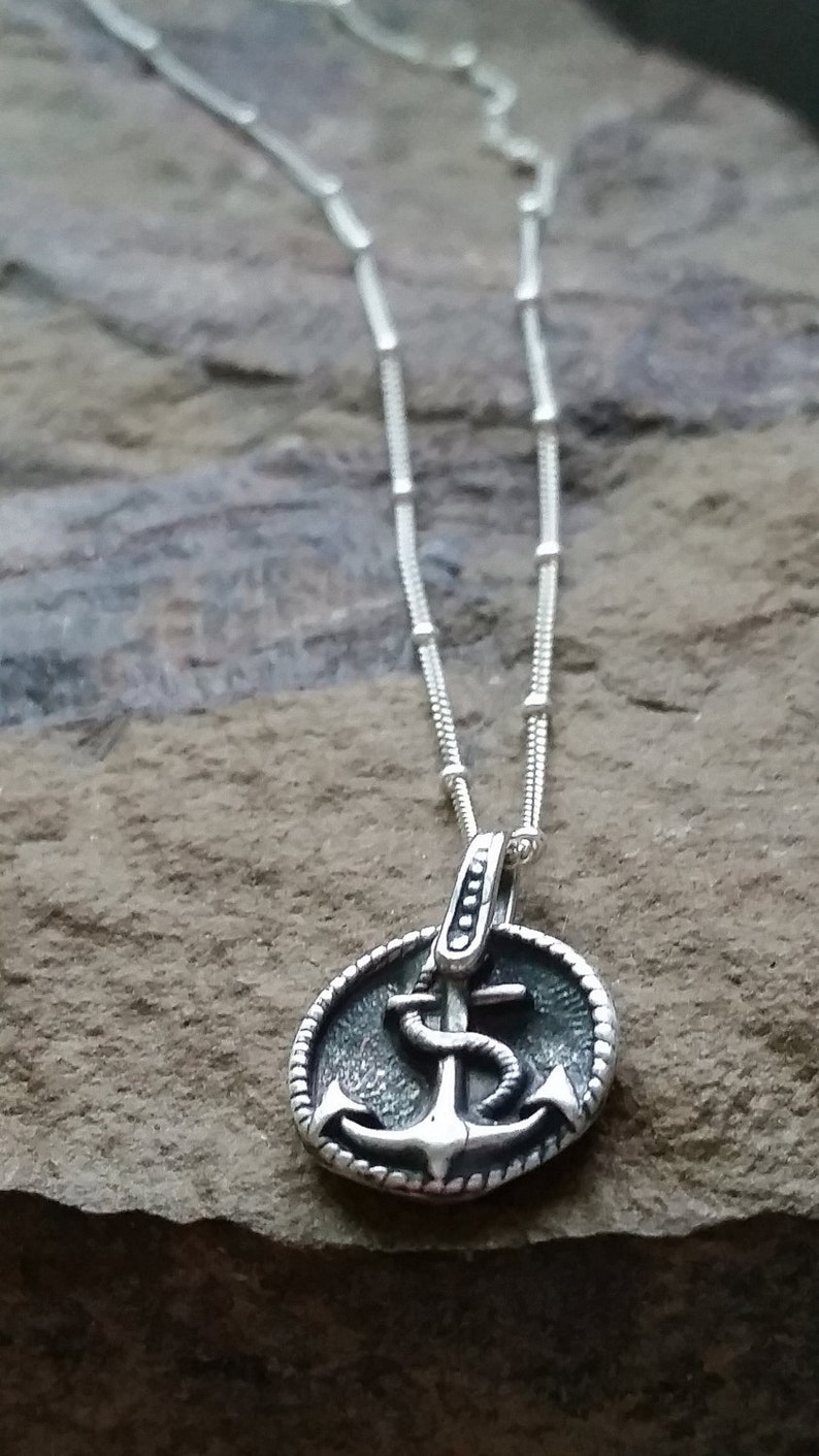 Fine Silver Anchor and Rope Pendant And/or Necklace - Etsy