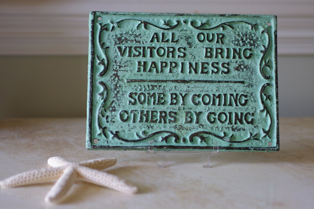 Home Decor Visitor Sign Cast Iron Coming & Going Sign Green Patina - Etsy