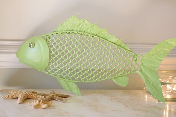 Items similar to Beach Wall Decor Metal Fish - Key Lime on Etsy