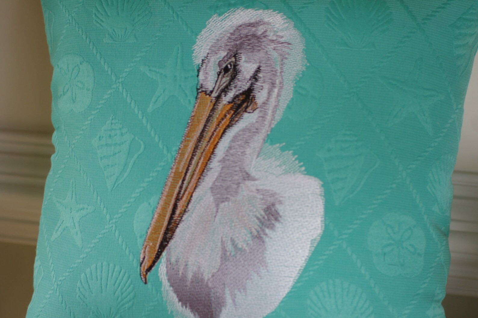 Embroidered Pelican Pillow - Shore Bird - Beach Decor - Etsy