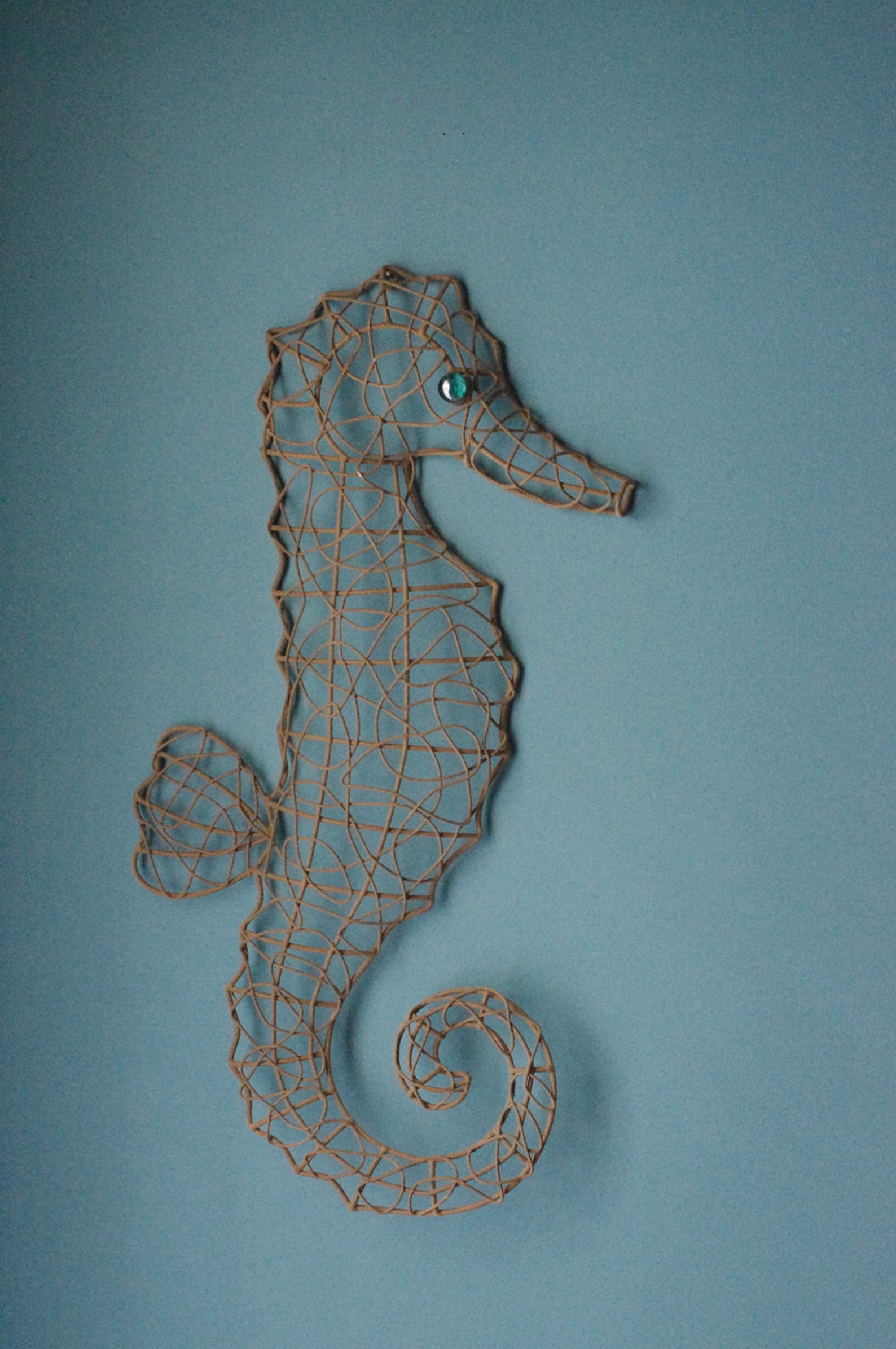 Seaside Metal Wire Seahorse Sandy Textured With Turquoise - Etsy