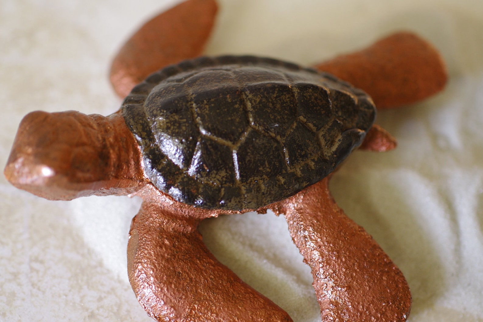 Beach Decor Cast Iron Baby Sea Turtle Bronze and Brown | Etsy