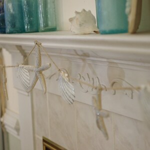 Beach Decor Garland - Starfish and Seashell Silver and White Garland - Etsy