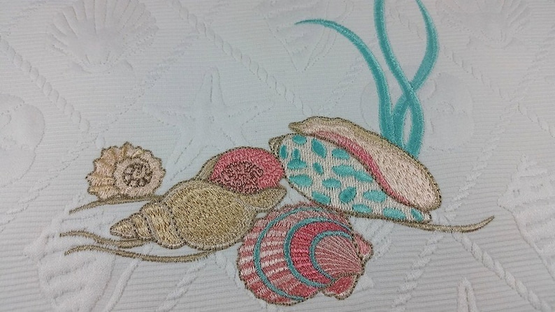 Embroidered Seashells Pillow Seashells Are Love Letters in - Etsy