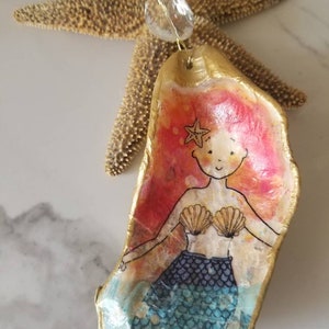 Decoupaged Mermaid Oyster Shell Christmas Ornament - Etsy