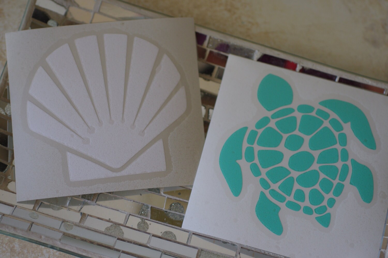 Sea Turtle or Scallop Shell Vinyl Decal Beach Decal Shell - Etsy