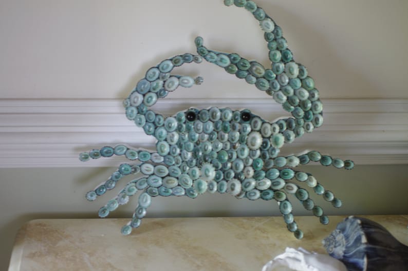 Seashell Covered Coastal Crab Crab Wall Decor Beach Decor - Etsy