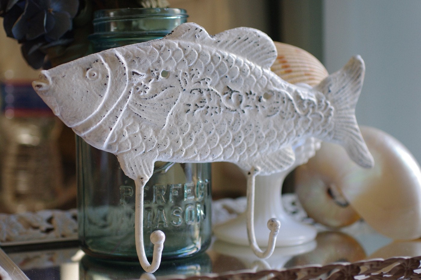Beach Decor Cast Iron Fish Wall Hook - PICK YOUR COLOR - Etsy