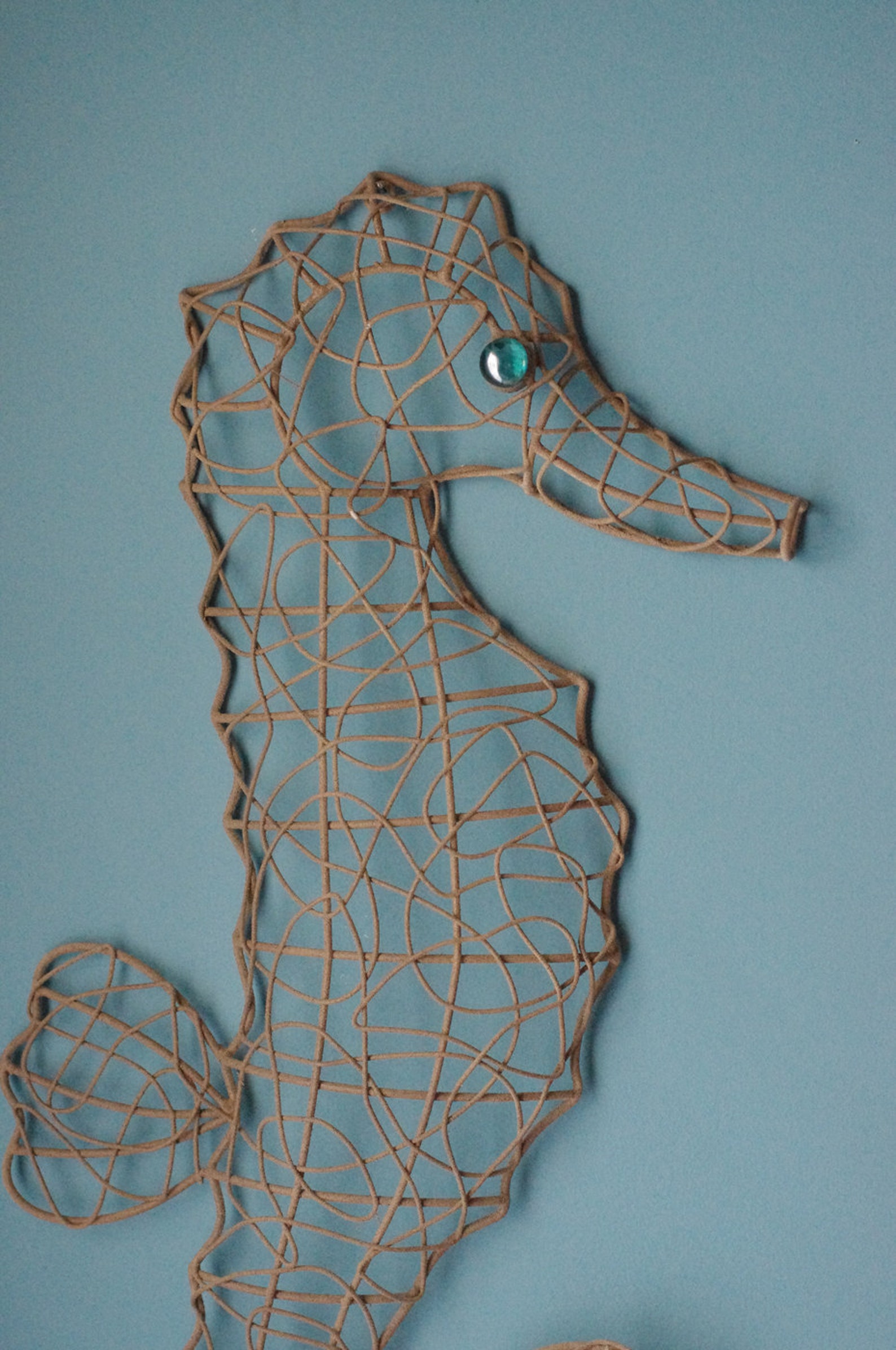 Seaside Metal Wire Seahorse Sandy Textured With Turquoise - Etsy