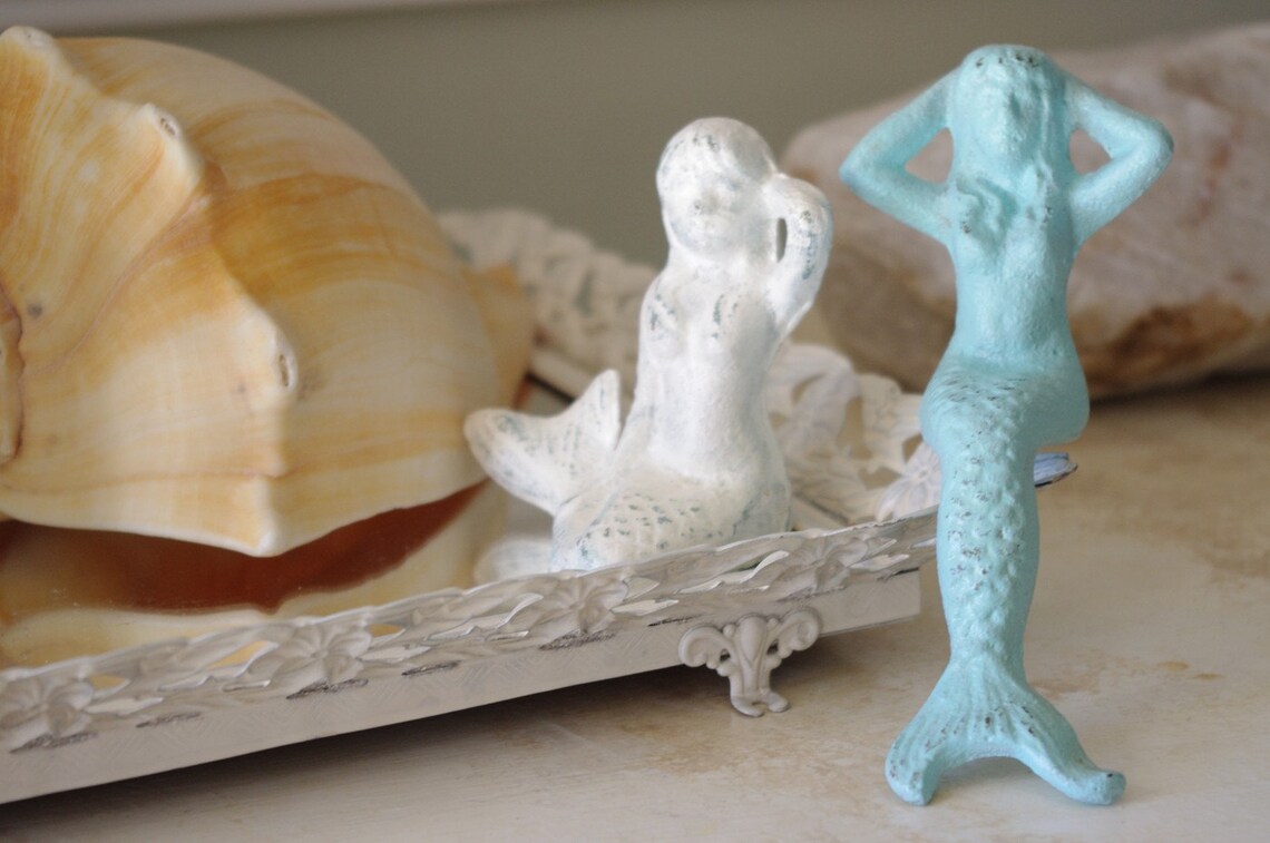 Beach Decor Mermaid - Lovely Little Cast Iron Mermaid - Etsy