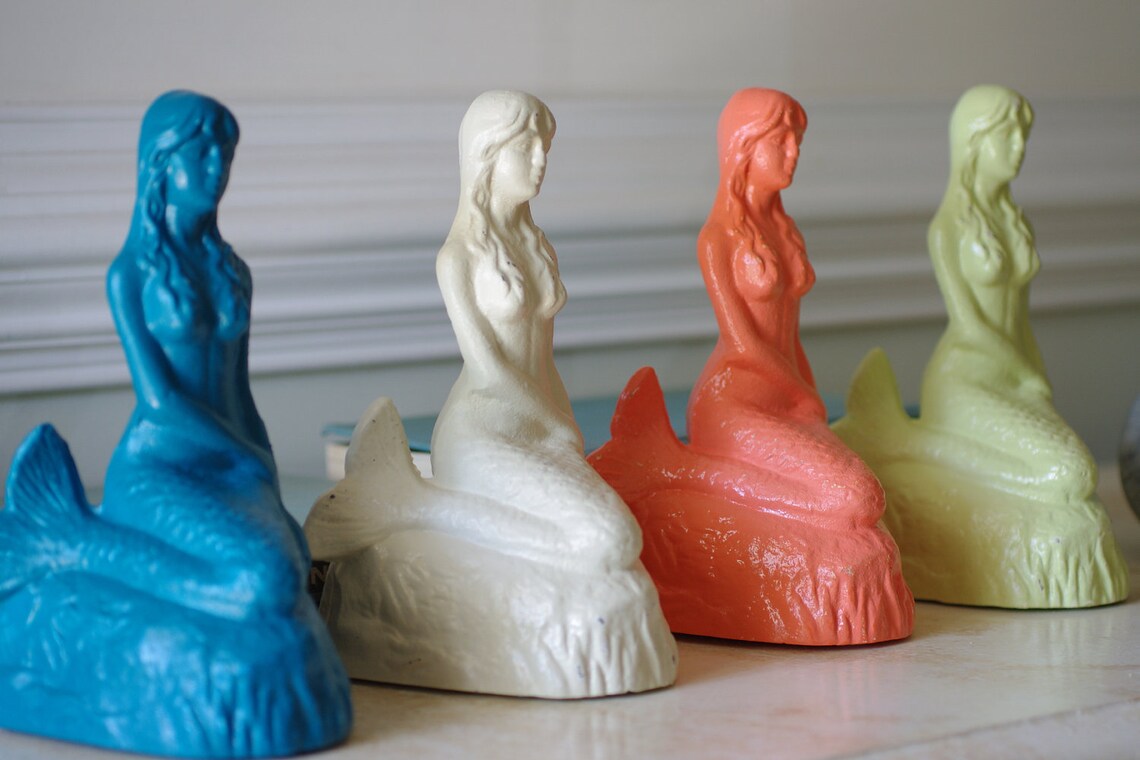 Mermaid Bookend - Mermaid Door Stop - Custom Painted Coastal Decor ...