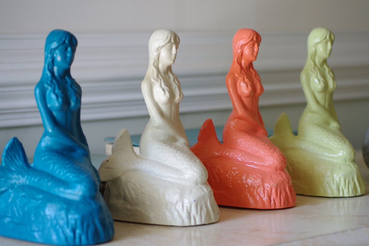 Mermaid Bookend - Mermaid Door Stop - Custom Painted Coastal Decor ...
