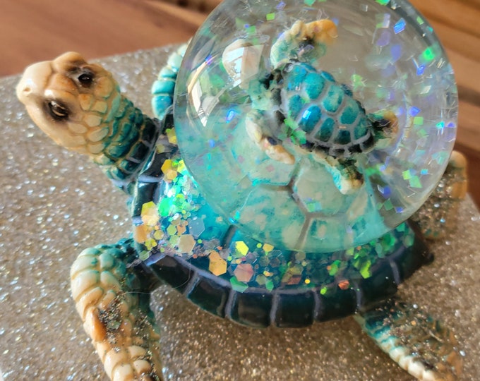 Blue Sea Turtle Snow Globe - Coastal Decor - Etsy