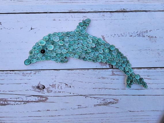 Seashell Covered Coastal Dolphin Dolphin Wall Decor Beach - Etsy